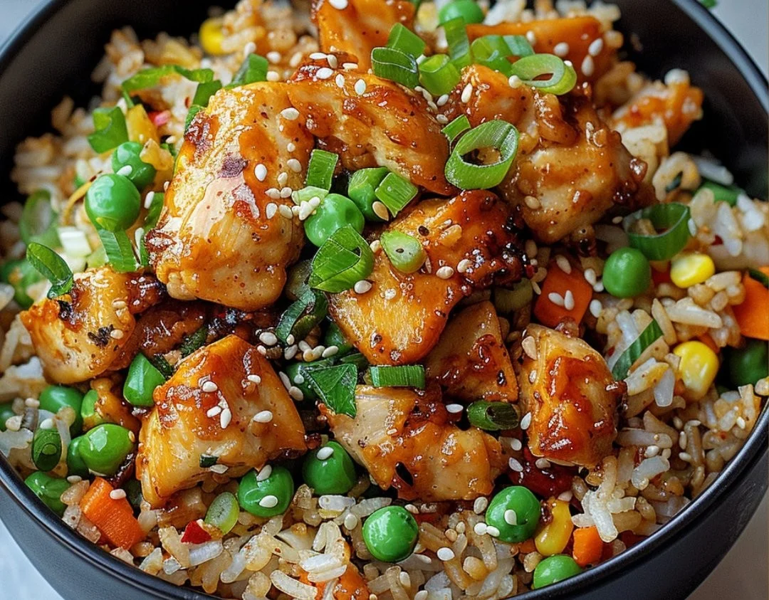 High Protein Crispy Garlic Chicken Fried Rice